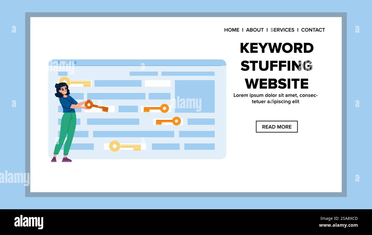 research keyword stuffing website vector. hand letter, spoon key ...