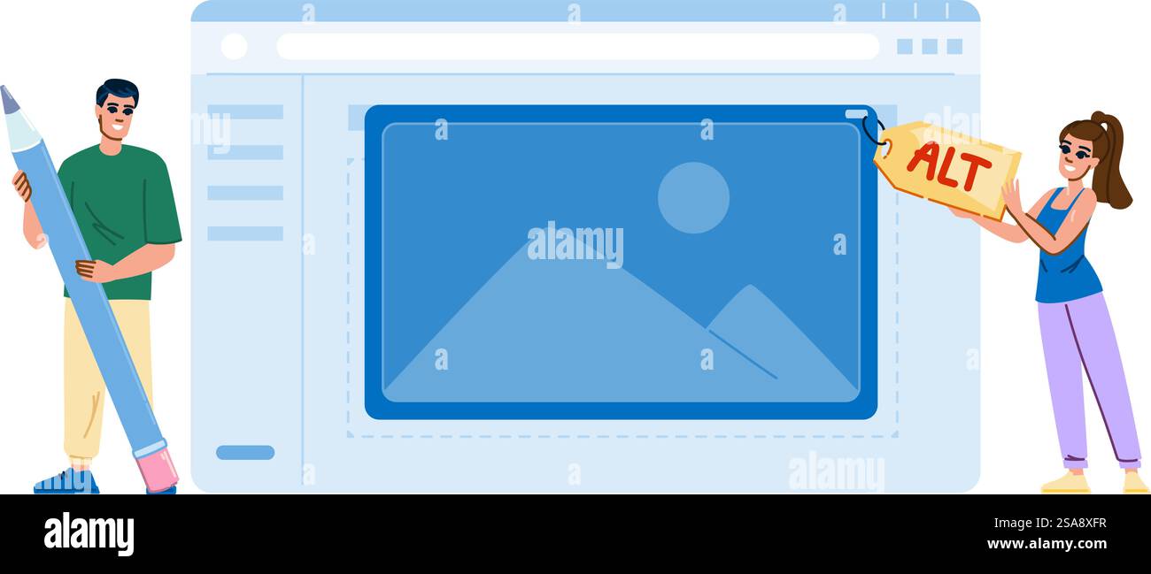 image alt text vector. title optimization, seo web, website technology ...