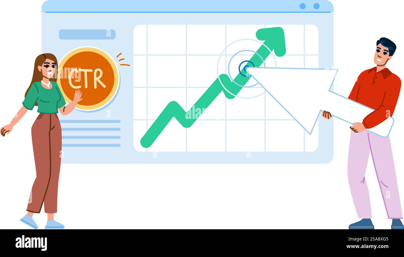 link ctr click through rate vector. website roi, traffic pixel, ppc ...