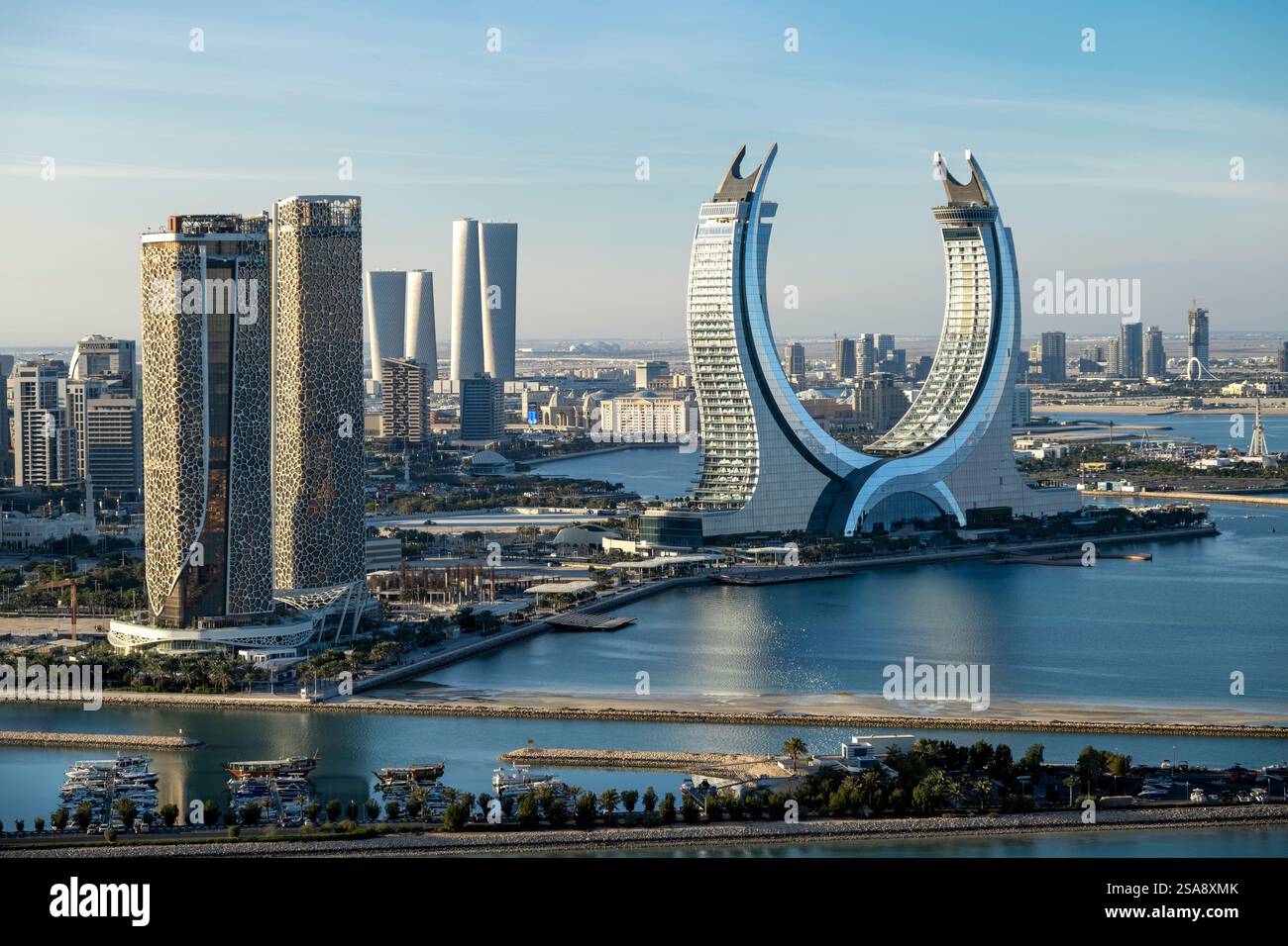 The newly developed Lusail city and and crescent tower known as ...