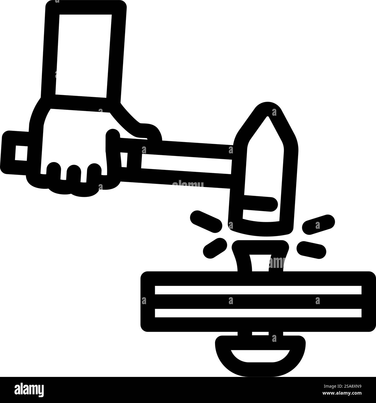 riveting blacksmith metal line icon vector. riveting blacksmith metal ...