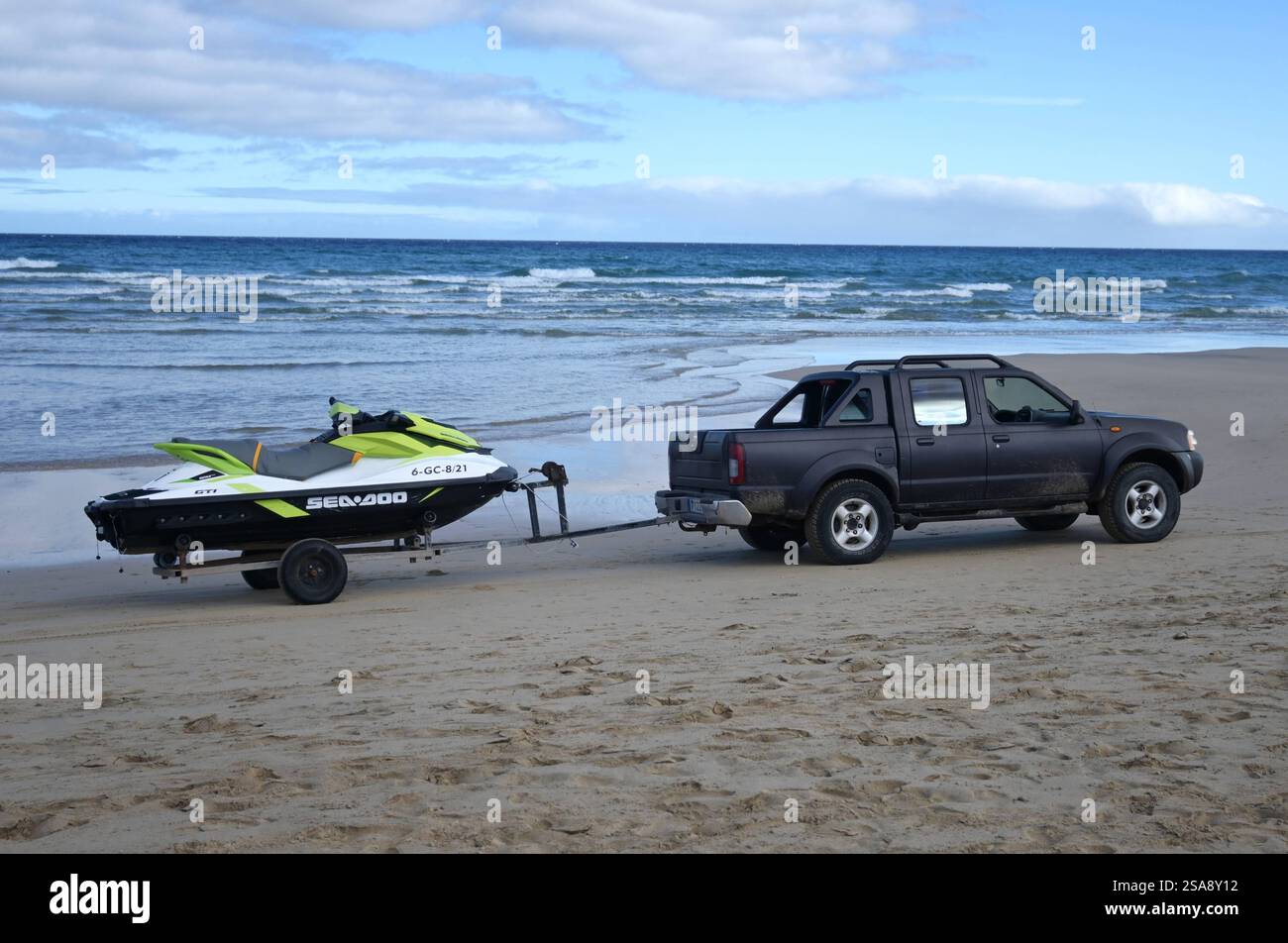 Spanien, Kanaren, Fuerteventura. Sea Doo bzw Seadoo-Jetski auf einem ...