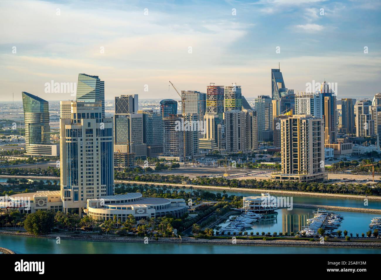 Aerial View of Modern Lusail Skyline. katara tower Lusail Marina Stock ...