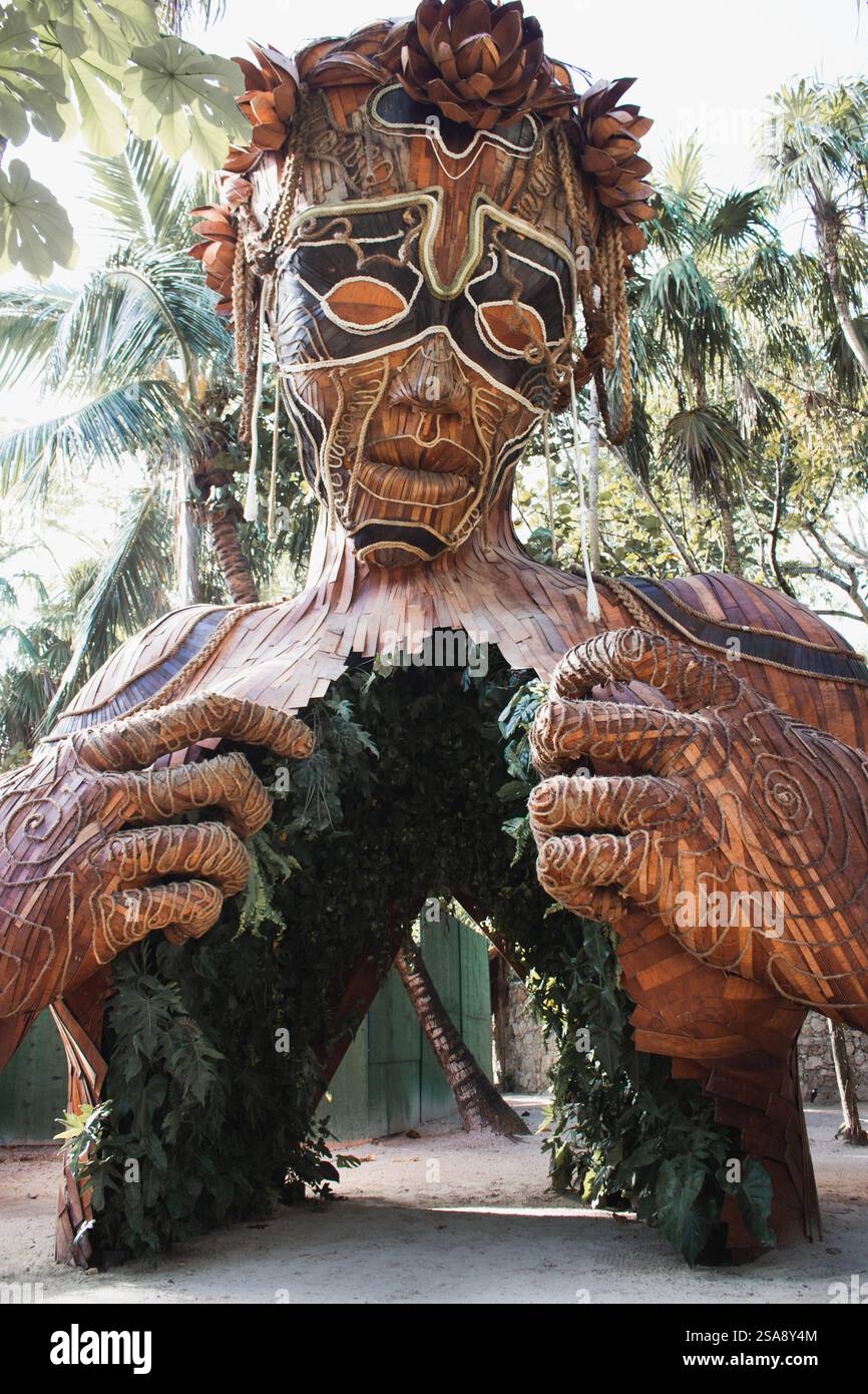 In Tulum, Quintana Roo, Mexico, Daniel Popper's famous wooden sculpture ...