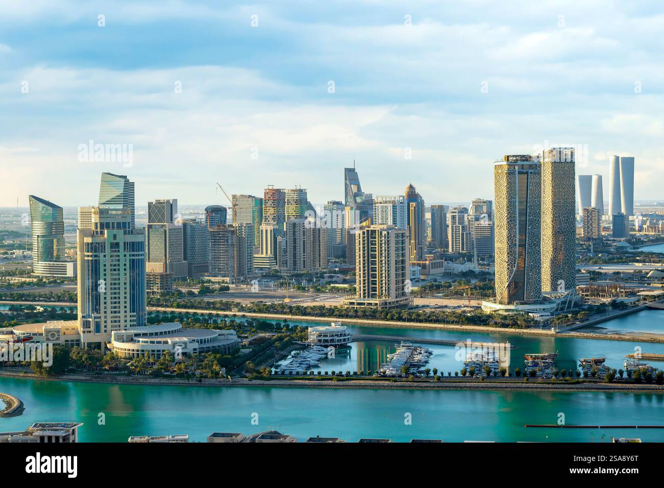 Aerial View of Modern Lusail Skyline. katara tower Lusail Marina Stock ...