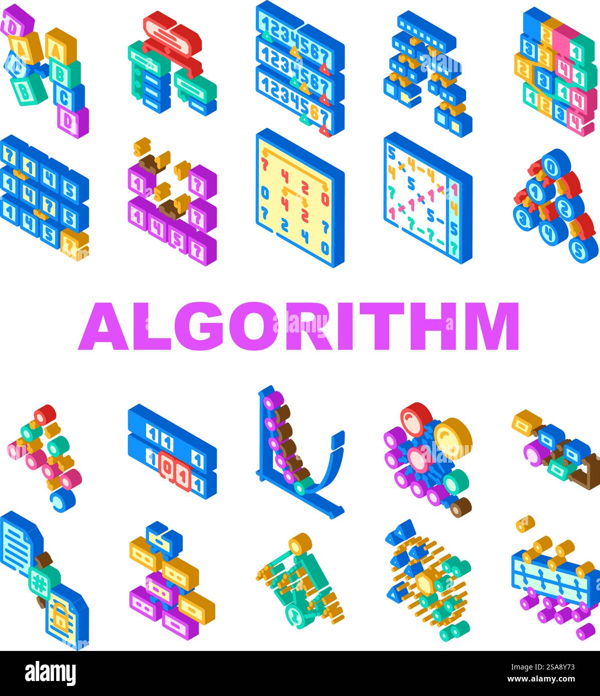sorting algorithm data filter icons set vector. flow sort, big stroke ... sorting algorithm data filter icons set vector. flow sort, big stroke ...