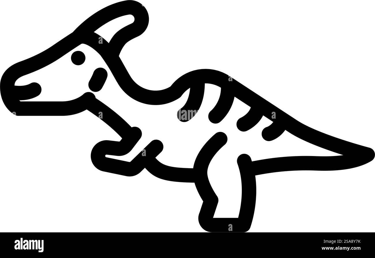 parasaurolophus dinosaur animal line icon vector. parasaurolophus ...