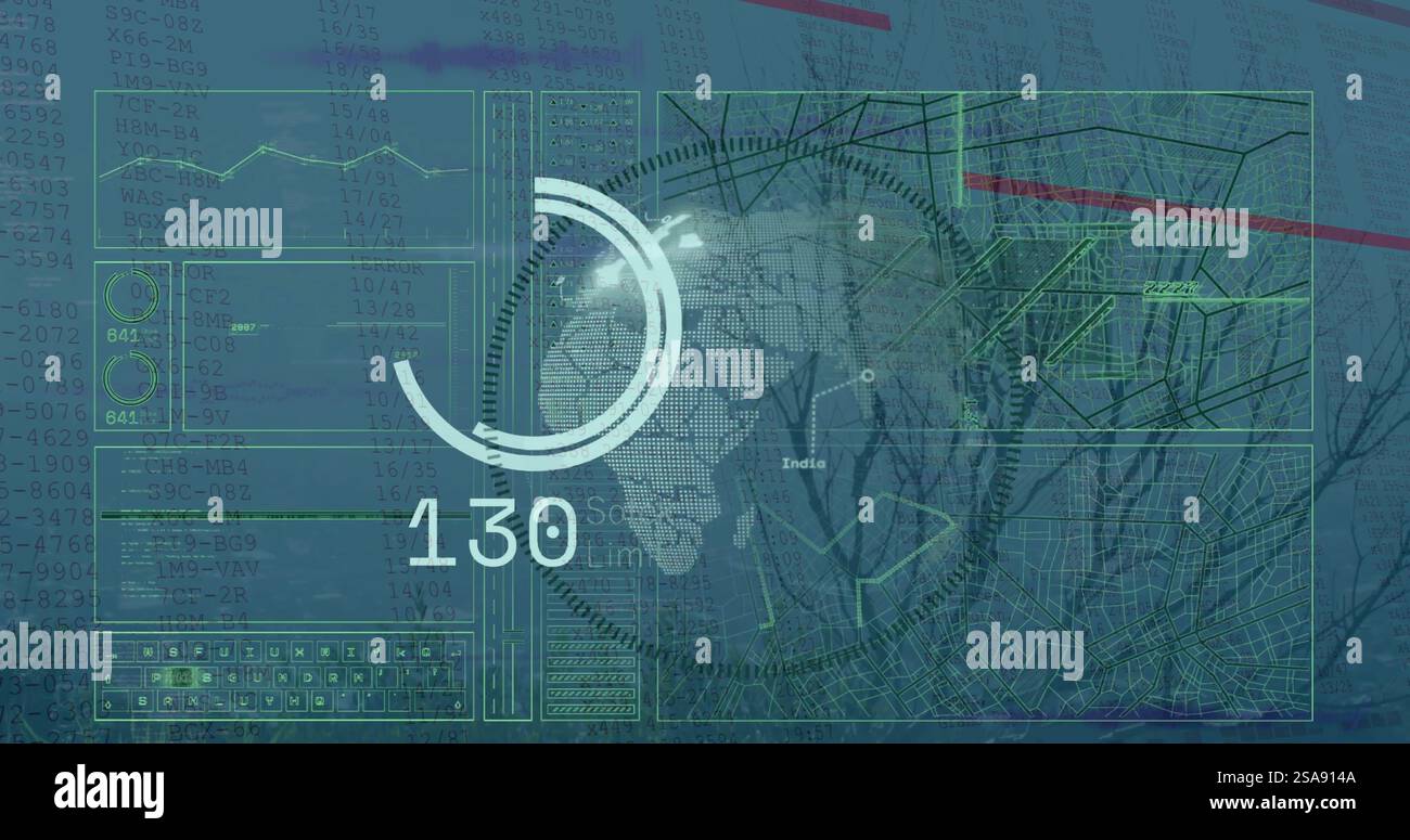 Image of road map and data processing over globe Stock Photo - Alamy