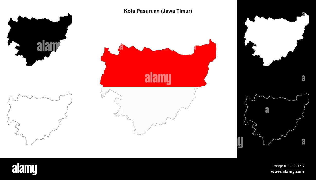 Kota Pasuruan blank outline map set Stock Vector Image & Art - Alamy