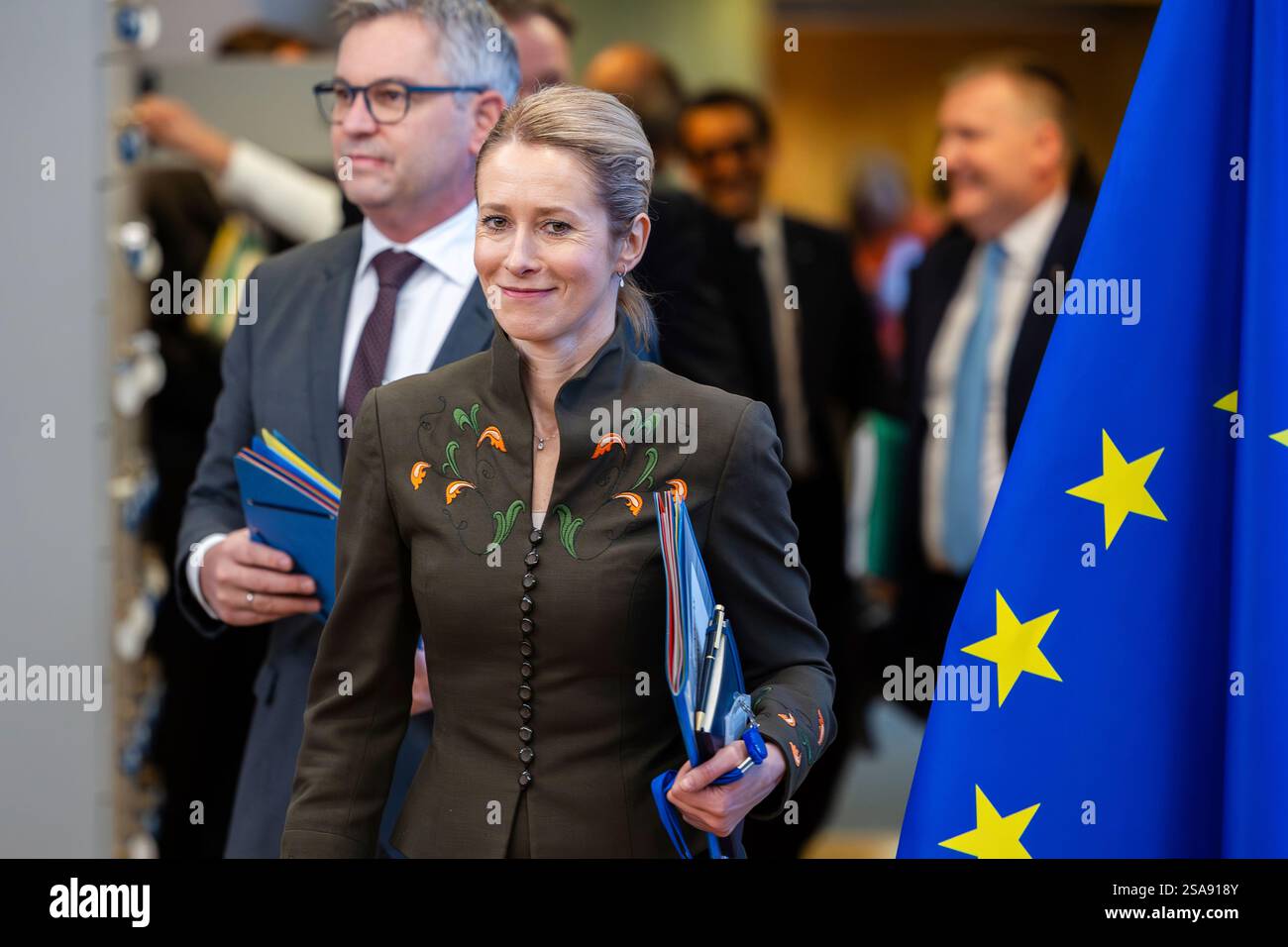 European Union foreign policy chief Kaja Kallas arrives for the weekly ...