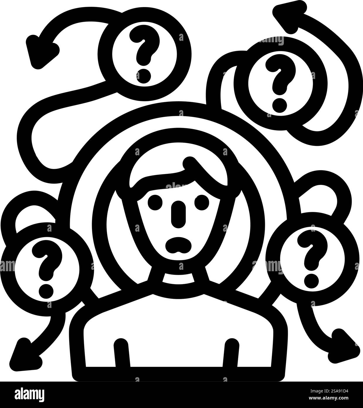 decision fatigue time management line icon vector. decision fatigue ...