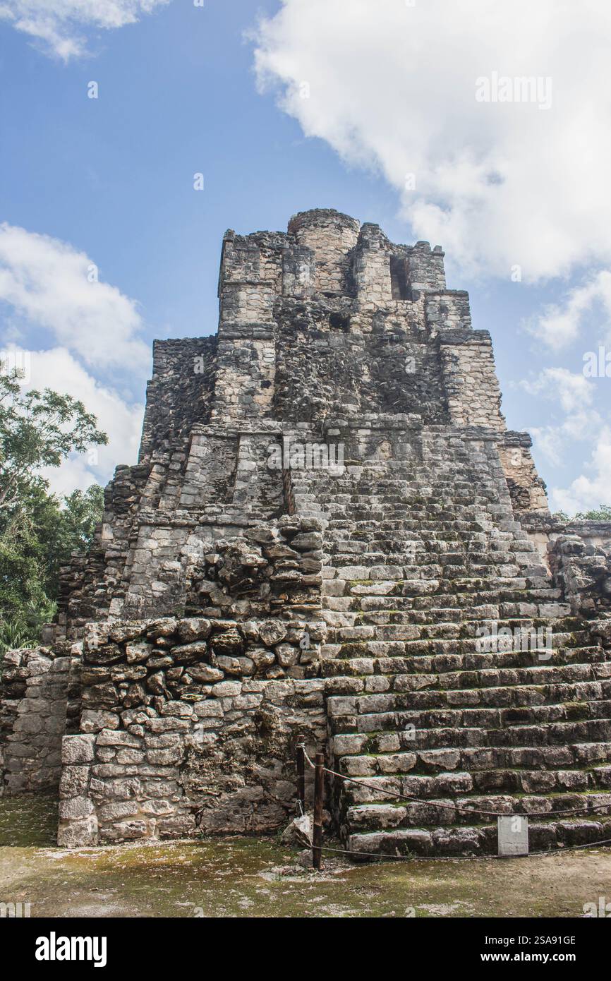 In Tulum, Quintana Roo, Mexico, an old stone temple is the centerpiece ...