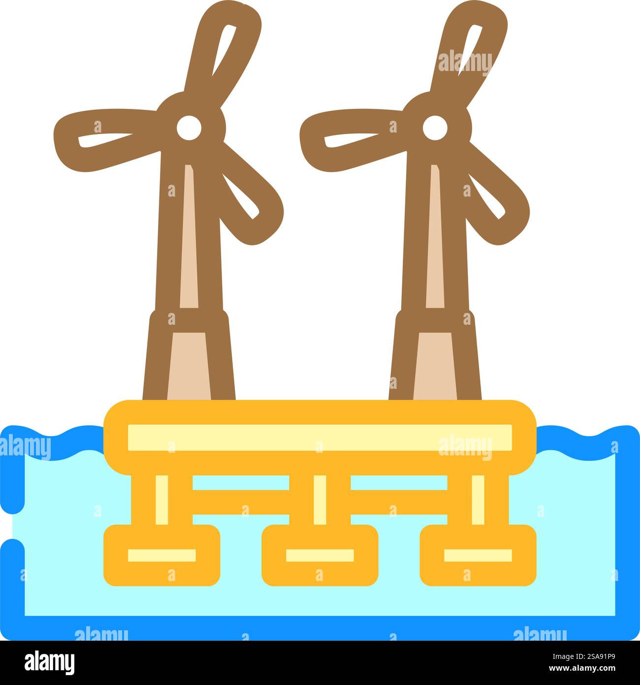 floating wave platform color icon vector. floating wave platform sign ...