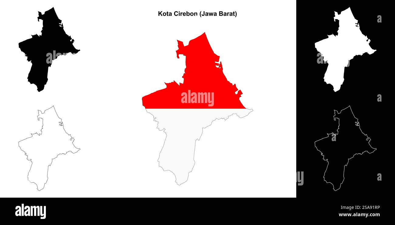 Kota cirebon vector outline map hi-res stock photography and images - Alamy