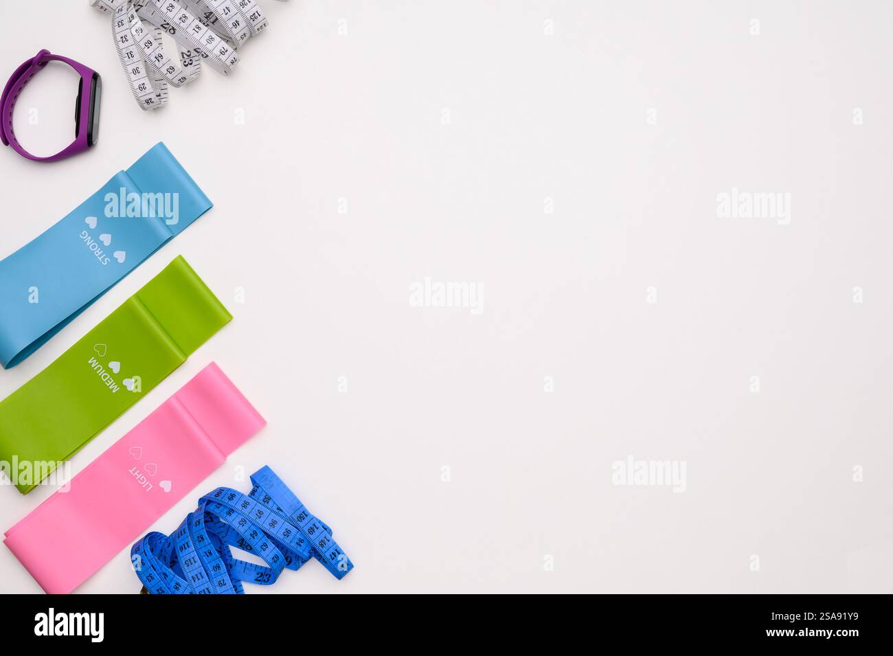 Layout of rubber bands for fitness with different levels of resistance ...