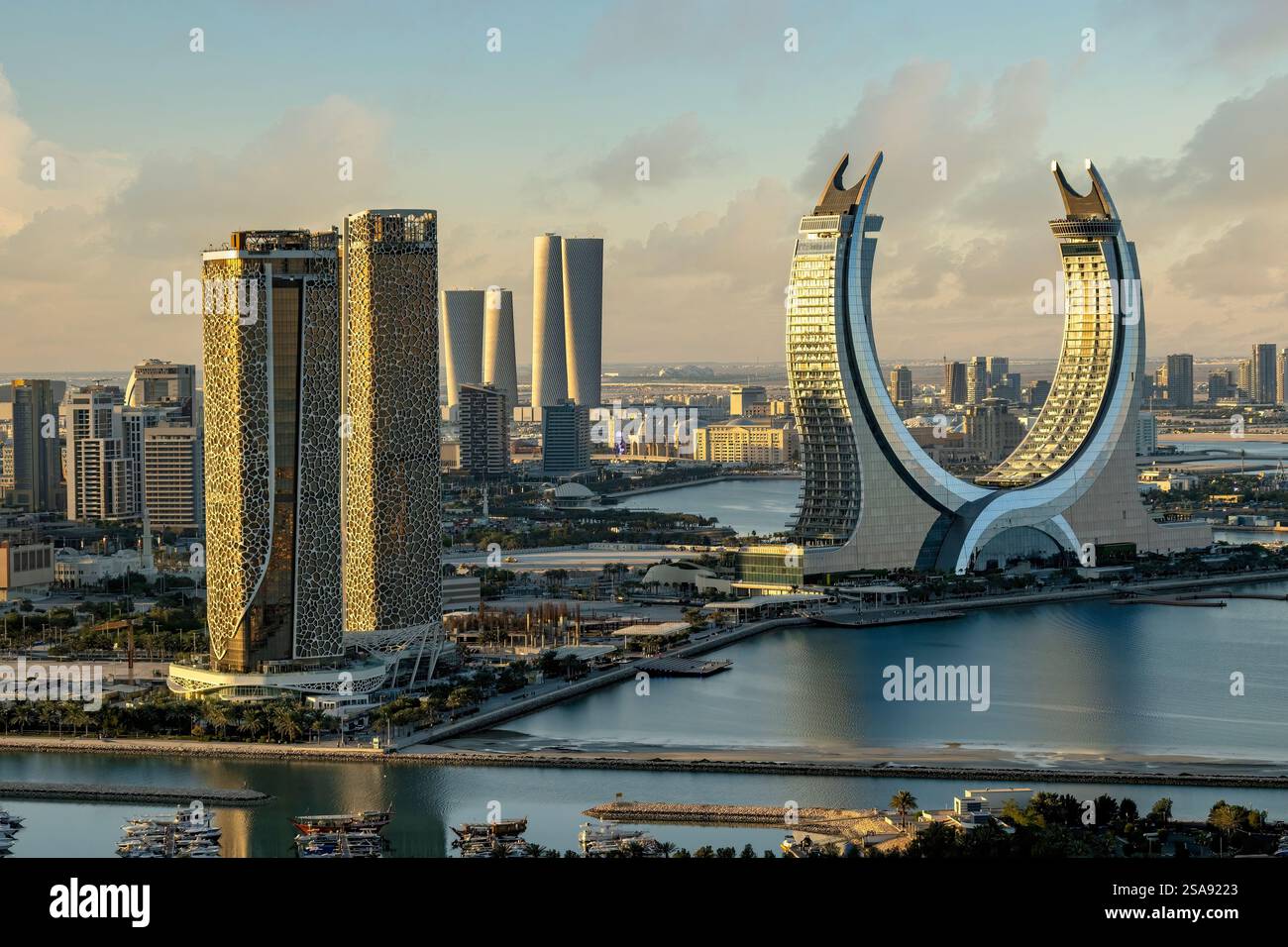 The newly developed Lusail city and and crescent tower known as ...