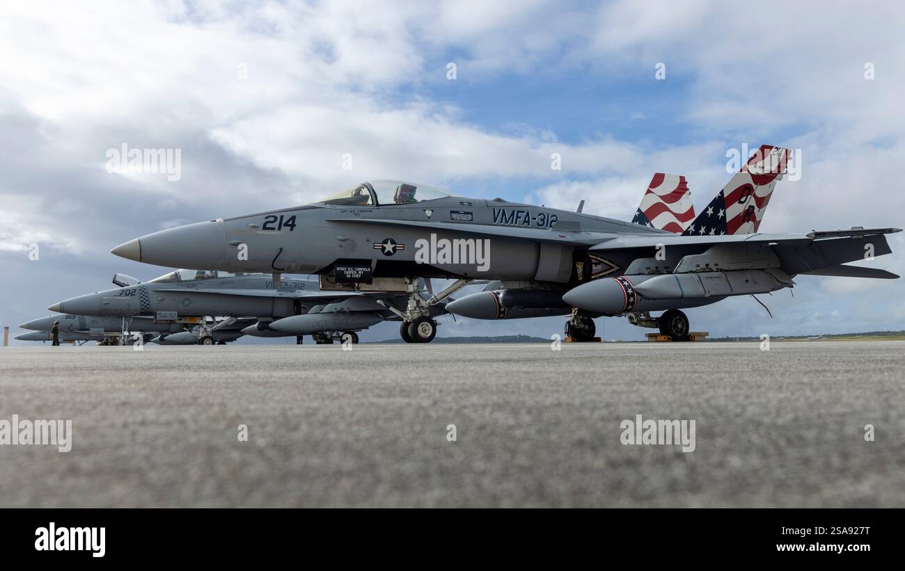 A U.S. Marine Corps F/A-18C Hornet aircraft with Marine Fighter Attack ...