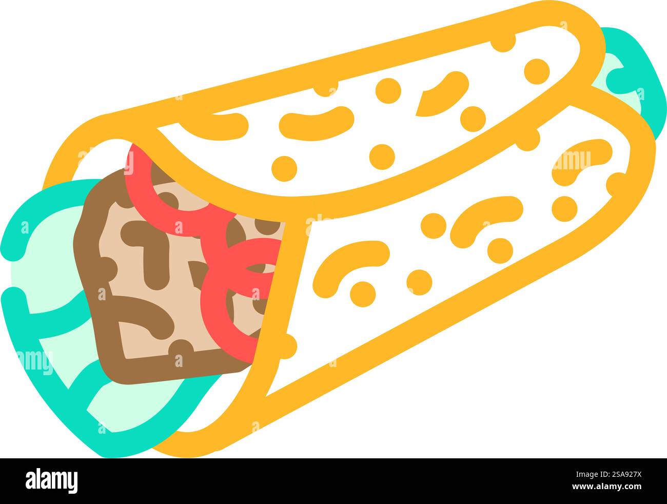 burrito fast food color icon vector. burrito fast food sign. isolated ...