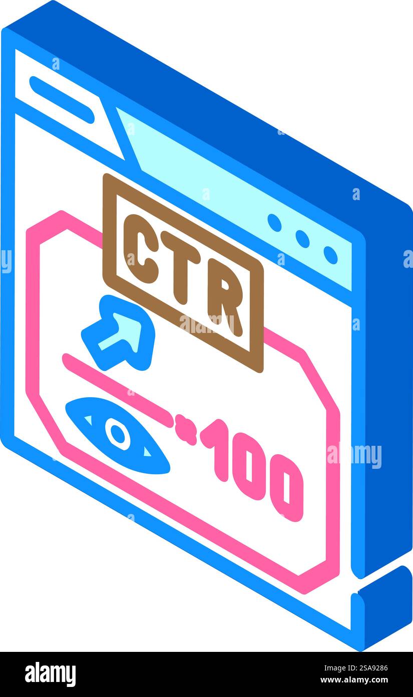ctr click through rate seo isometric icon vector. ctr click through ...