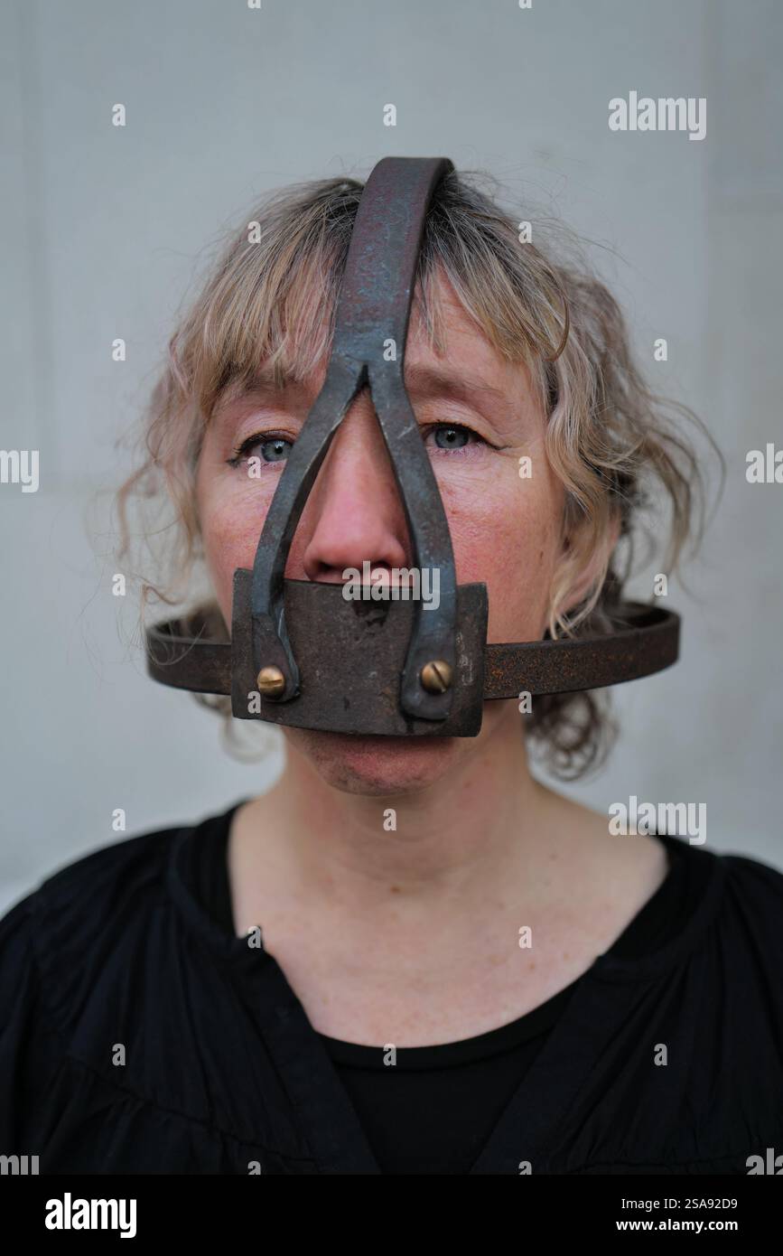 Three women silenced by Scold's Bridles, medieval torture devices once ...