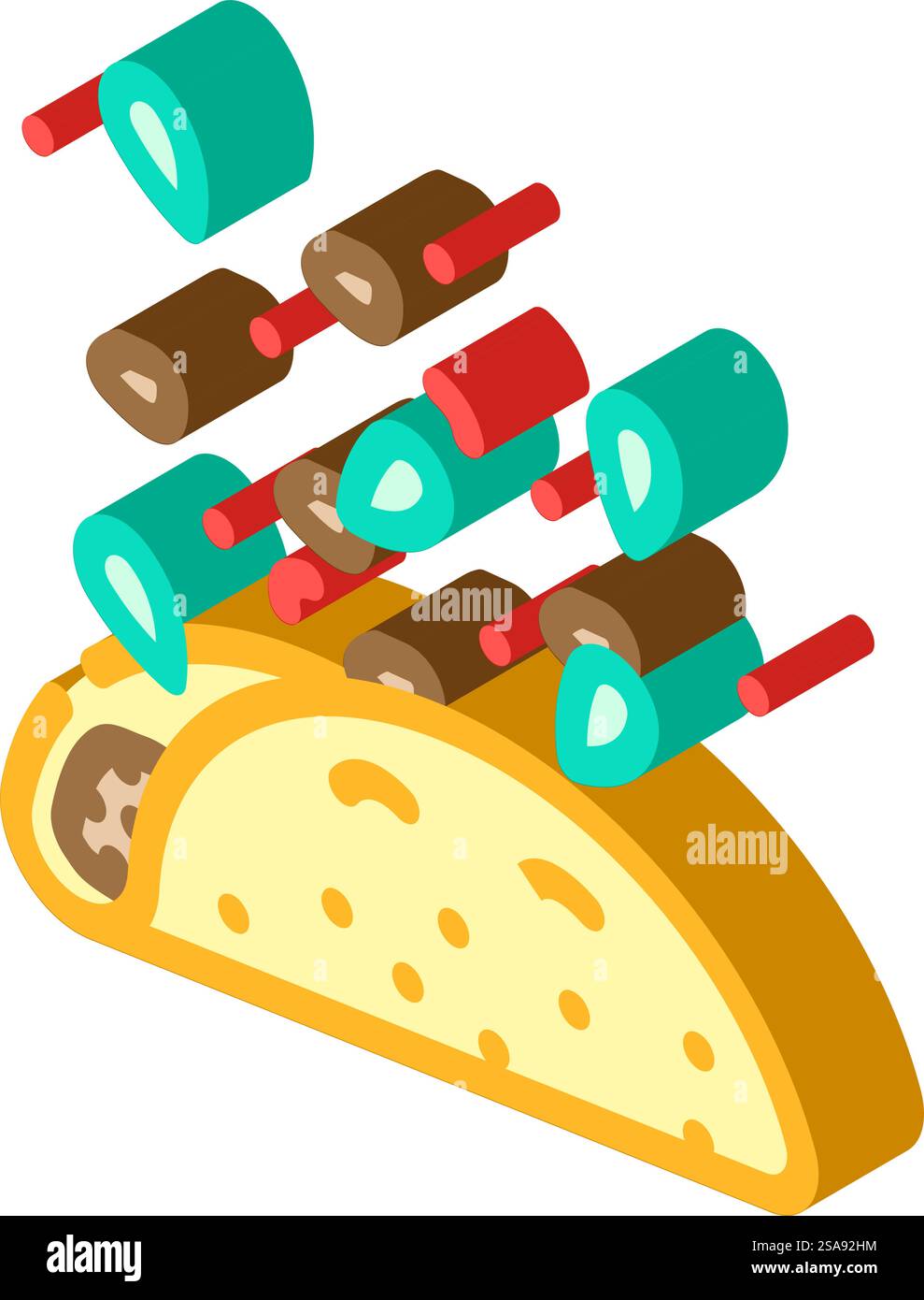 taco fast food isometric icon vector. taco fast food sign. isolated ...