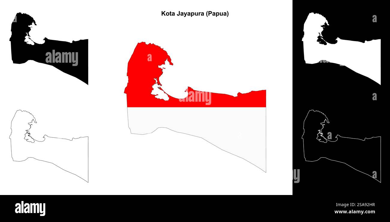 Kota jayapura vector outline map hi-res stock photography and images - Alamy