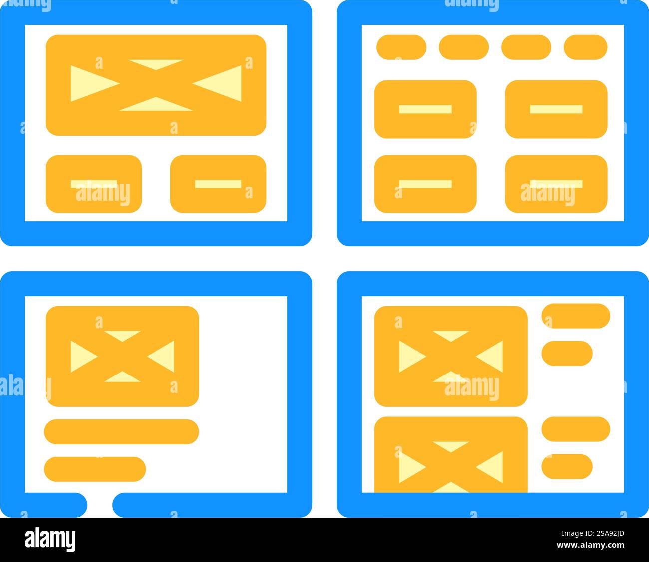 wireframe ux ui design color icon vector. wireframe ux ui design sign. isolated symbol ...