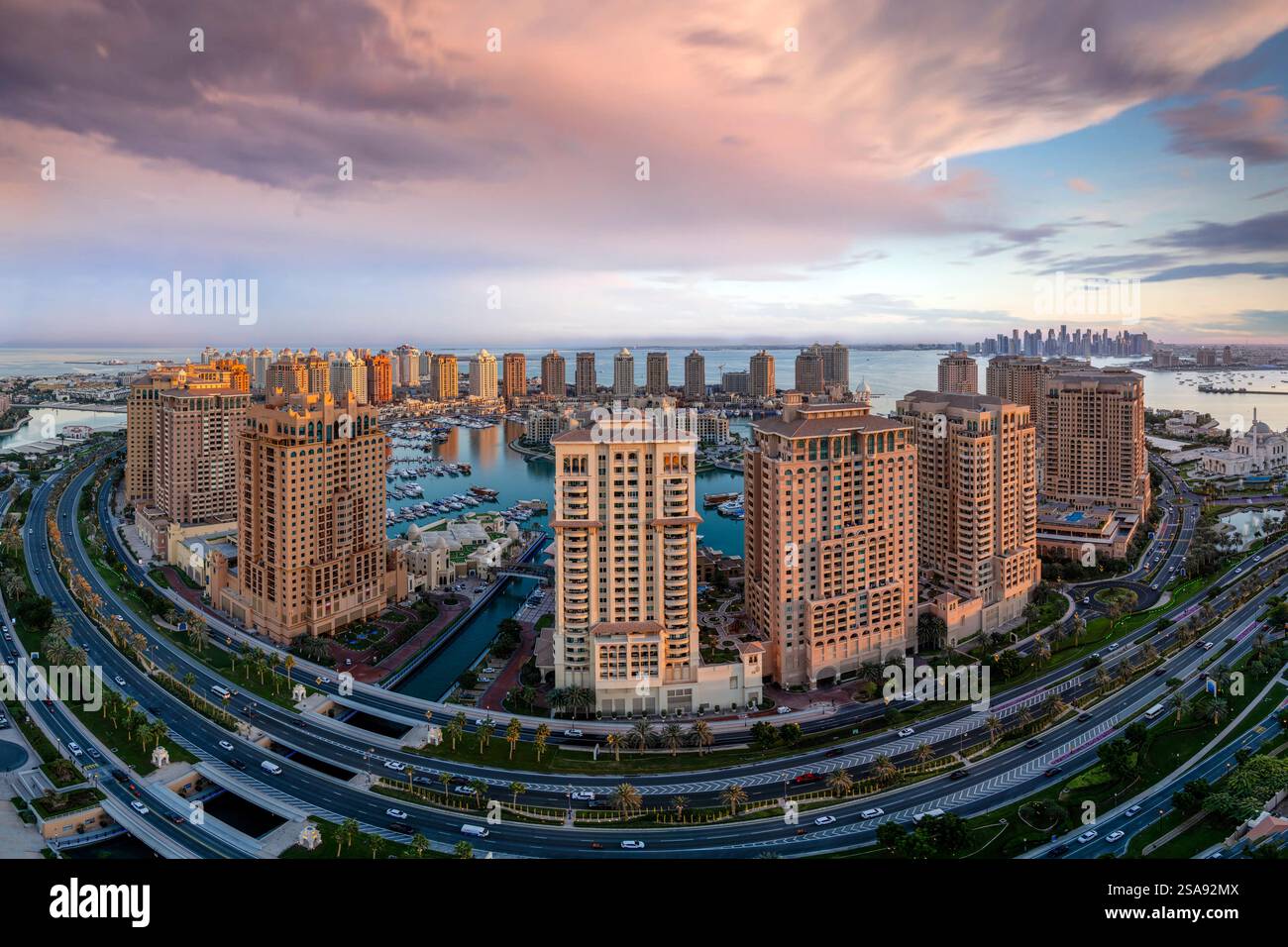 Aerial view of Peral Qatar Porto Arabia Doha Qatar Stock Photo - Alamy