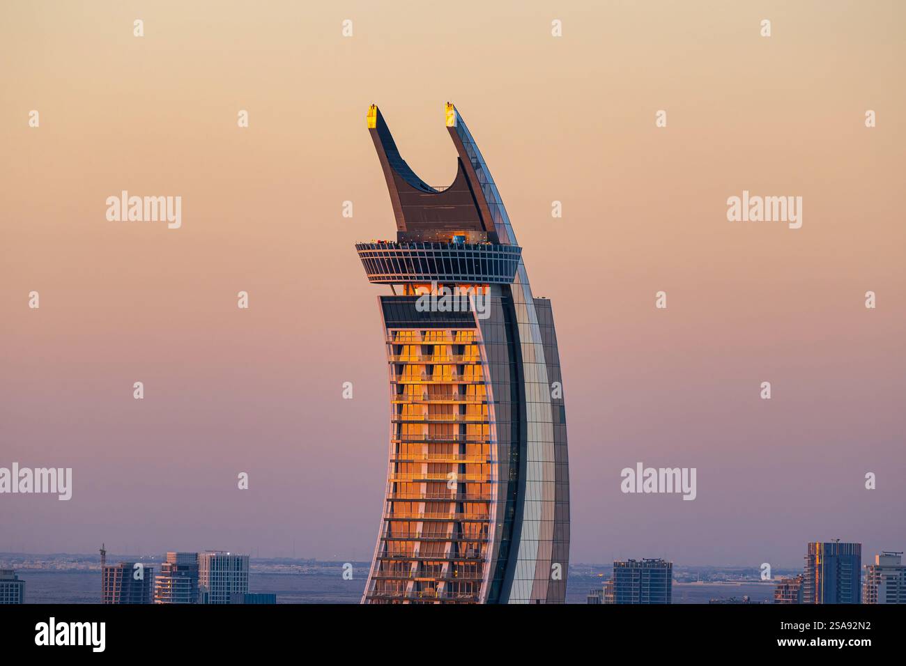 The newly developed Lusail city and and crescent tower known as ...