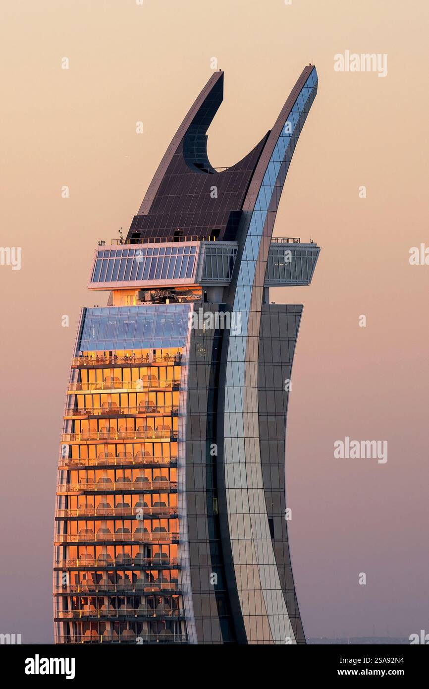 Close view of two luxury hotels Raffles Doha and Fairmont Doha, located ...