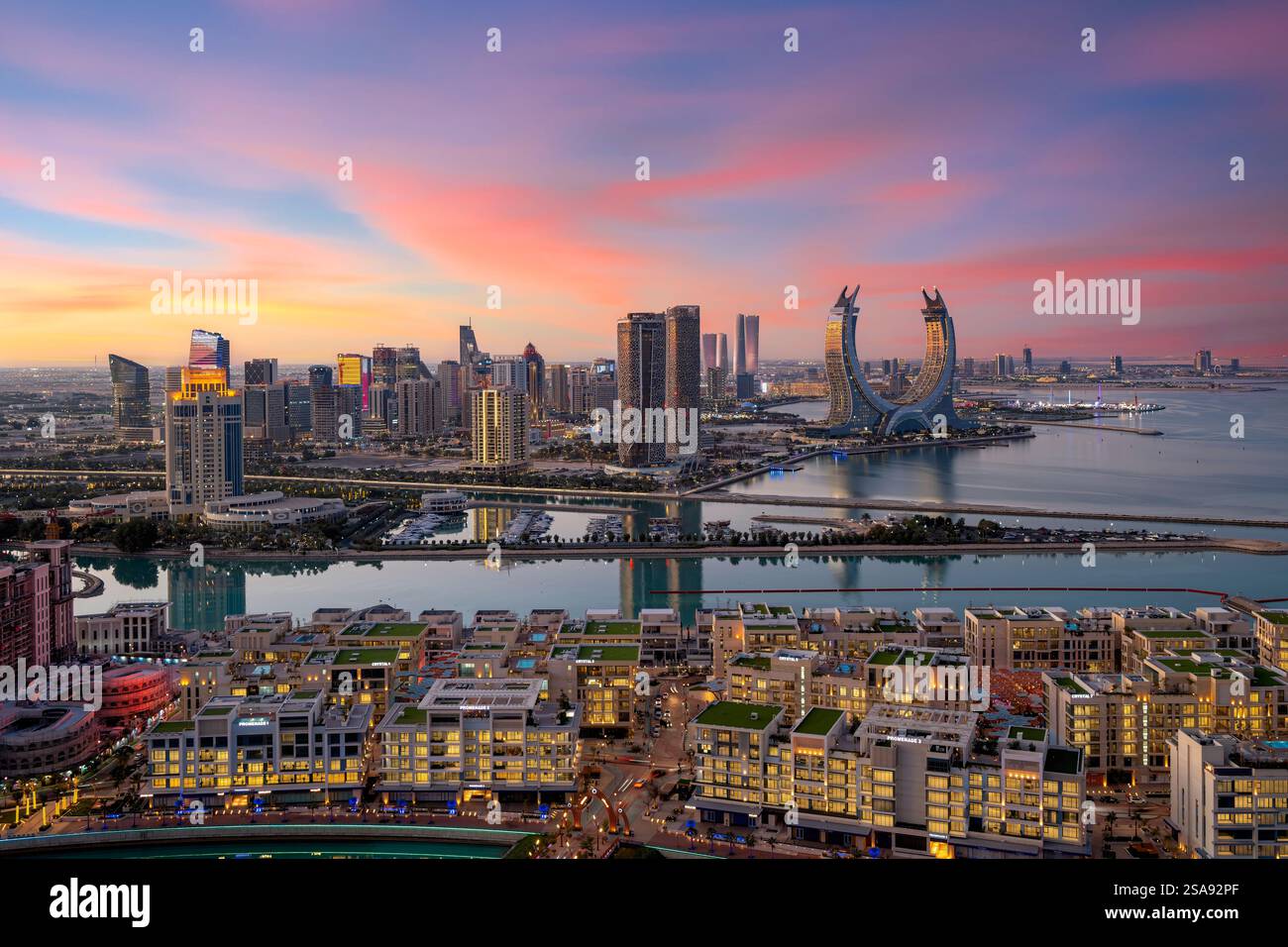 The newly developed Lusail city and and crescent tower known as ...