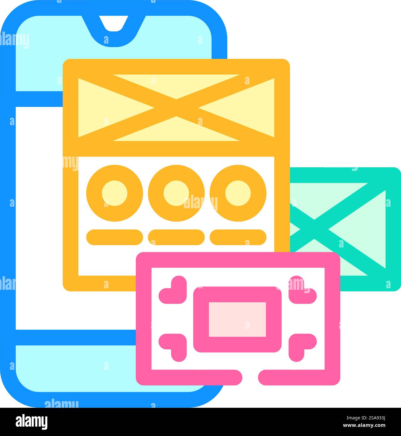 usability ux ui design color icon vector. usability ux ui design sign. isolated symbol ...