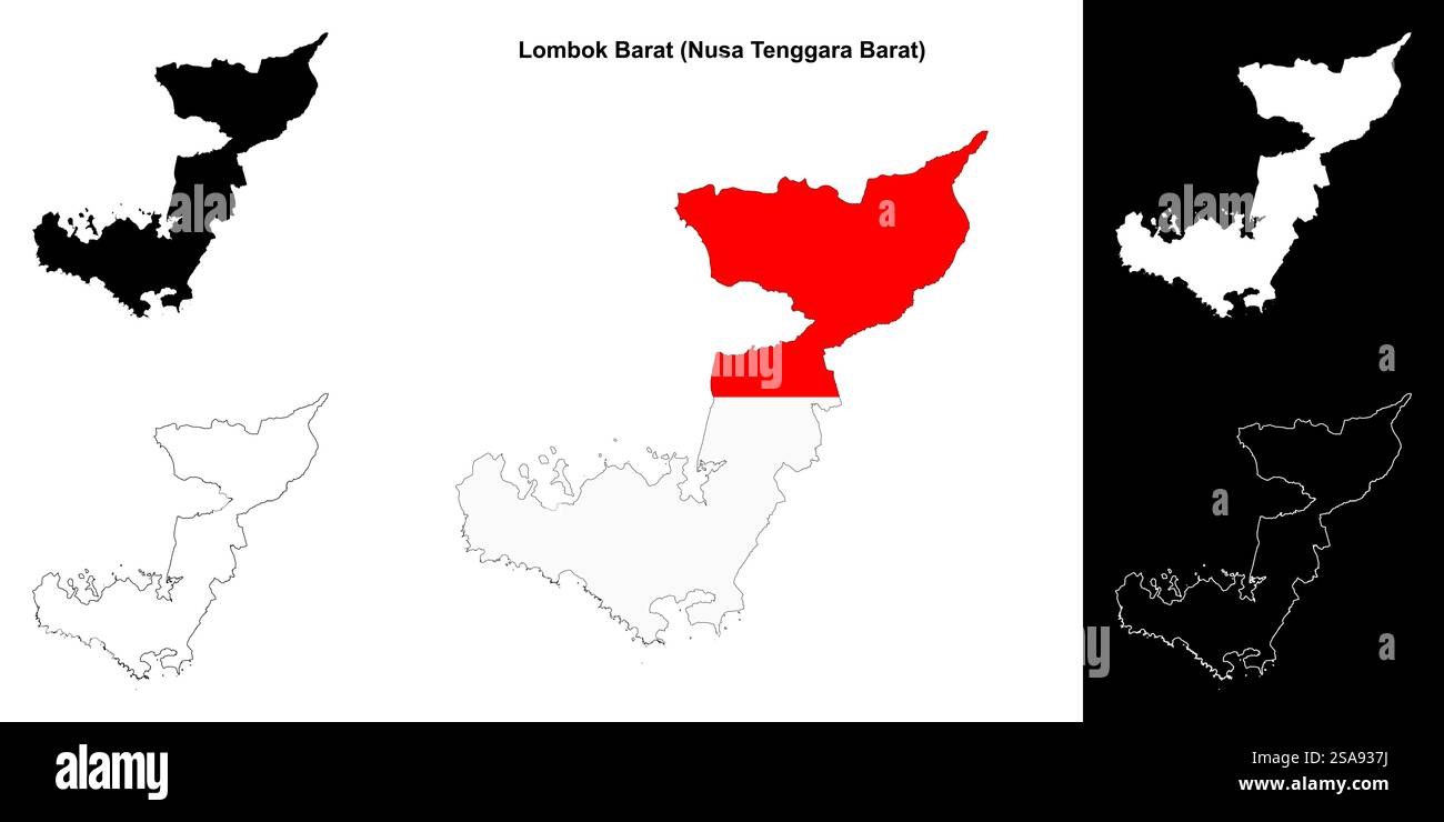 Lombok Barat blank outline map set Stock Vector Image & Art - Alamy