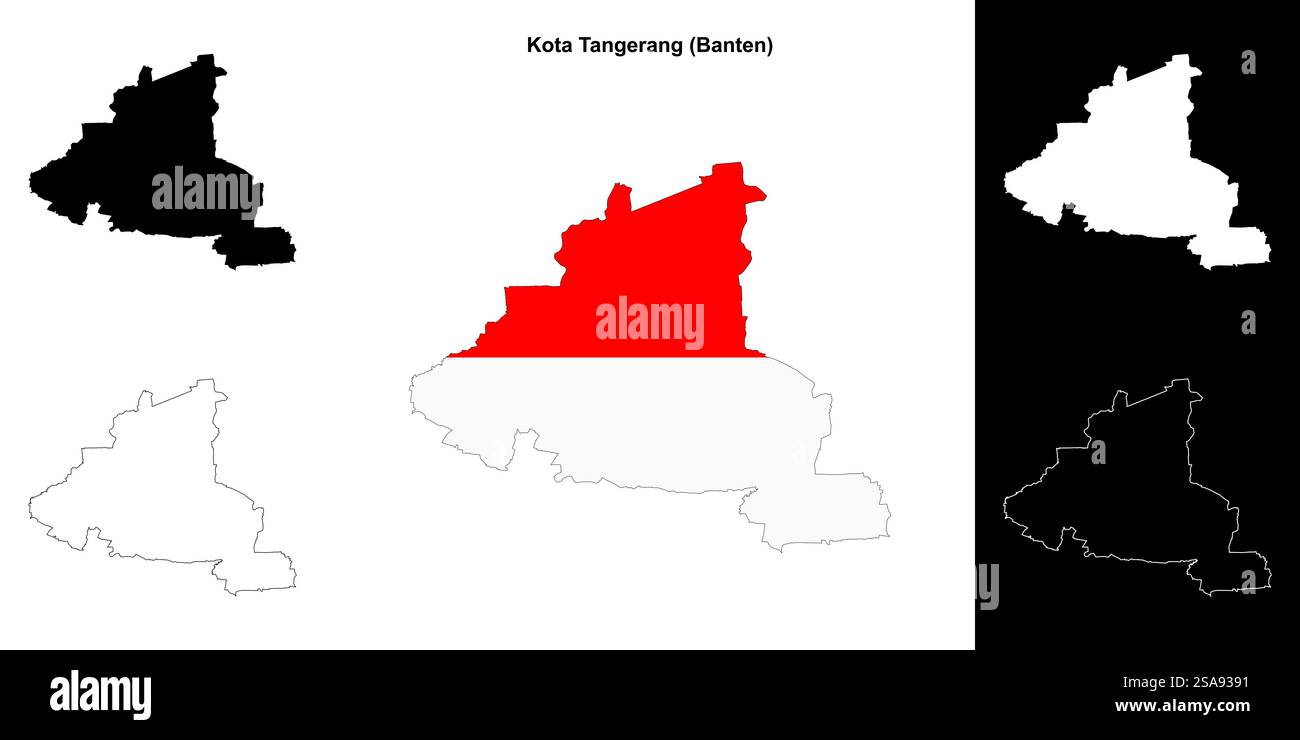 Kota tangerang vector outline map hi-res stock photography and images - Alamy