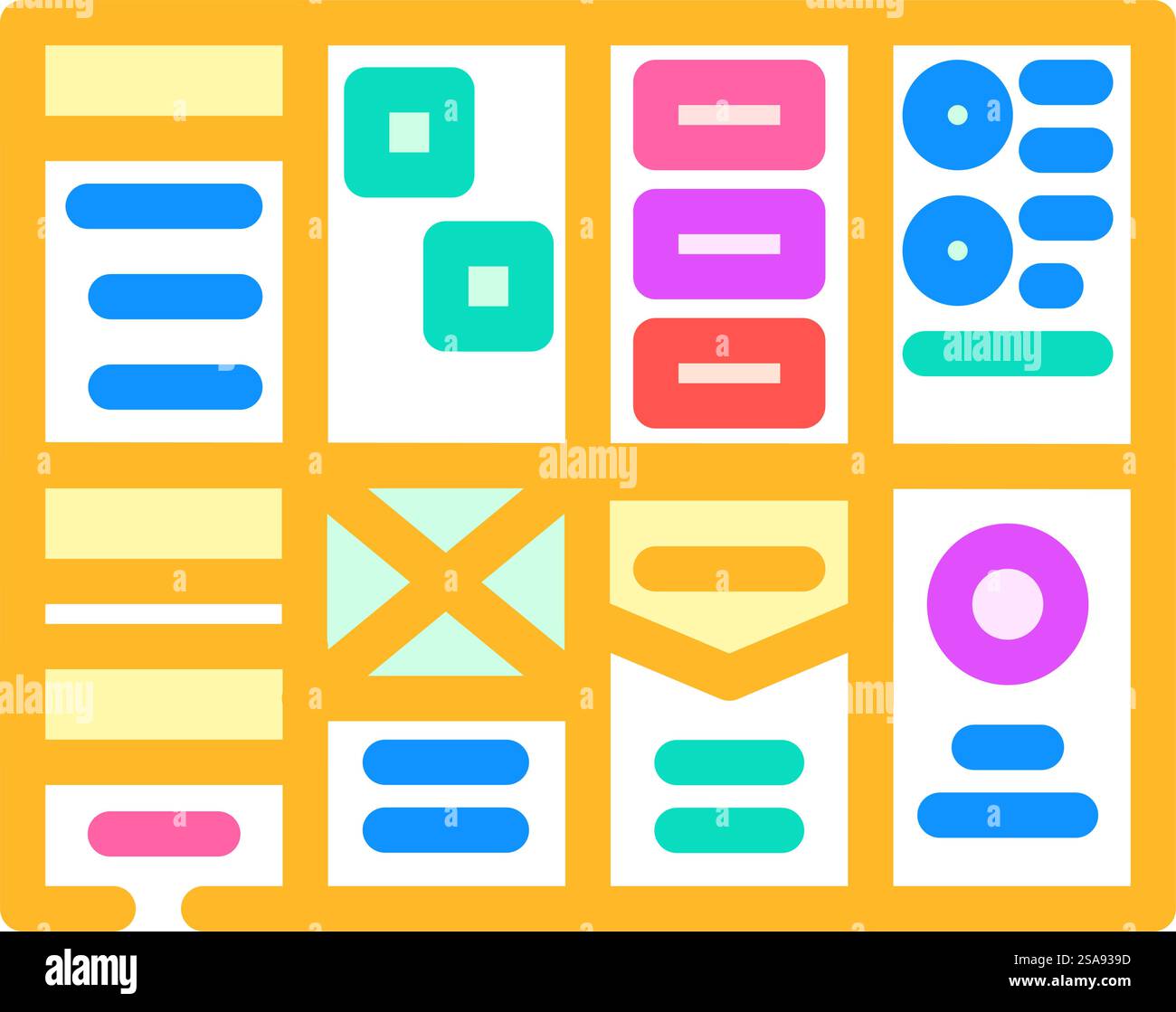 crazy 8s ux ui design color icon vector. crazy 8s ux ui design sign. isolated symbol ...