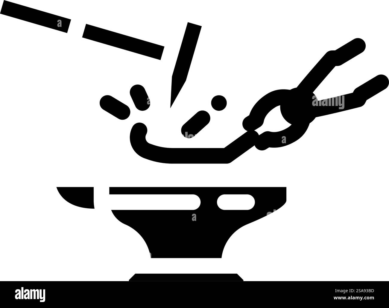 punch blacksmith metal glyph icon vector. punch blacksmith metal sign ...