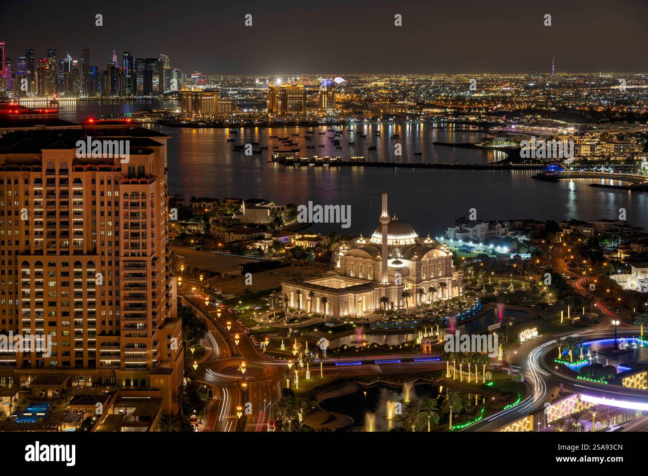 The newly opened Hamad bin Jassim Mosque The Pearl Qatar Stock Photo ...