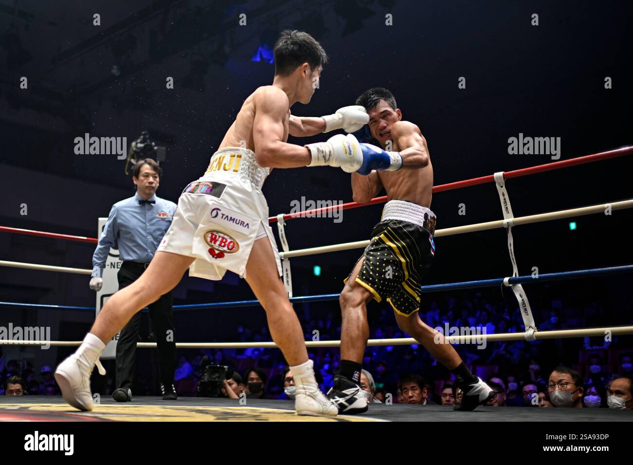 Champion Kenji Fujita (withe gloves) of Japan and challenger Michael ...