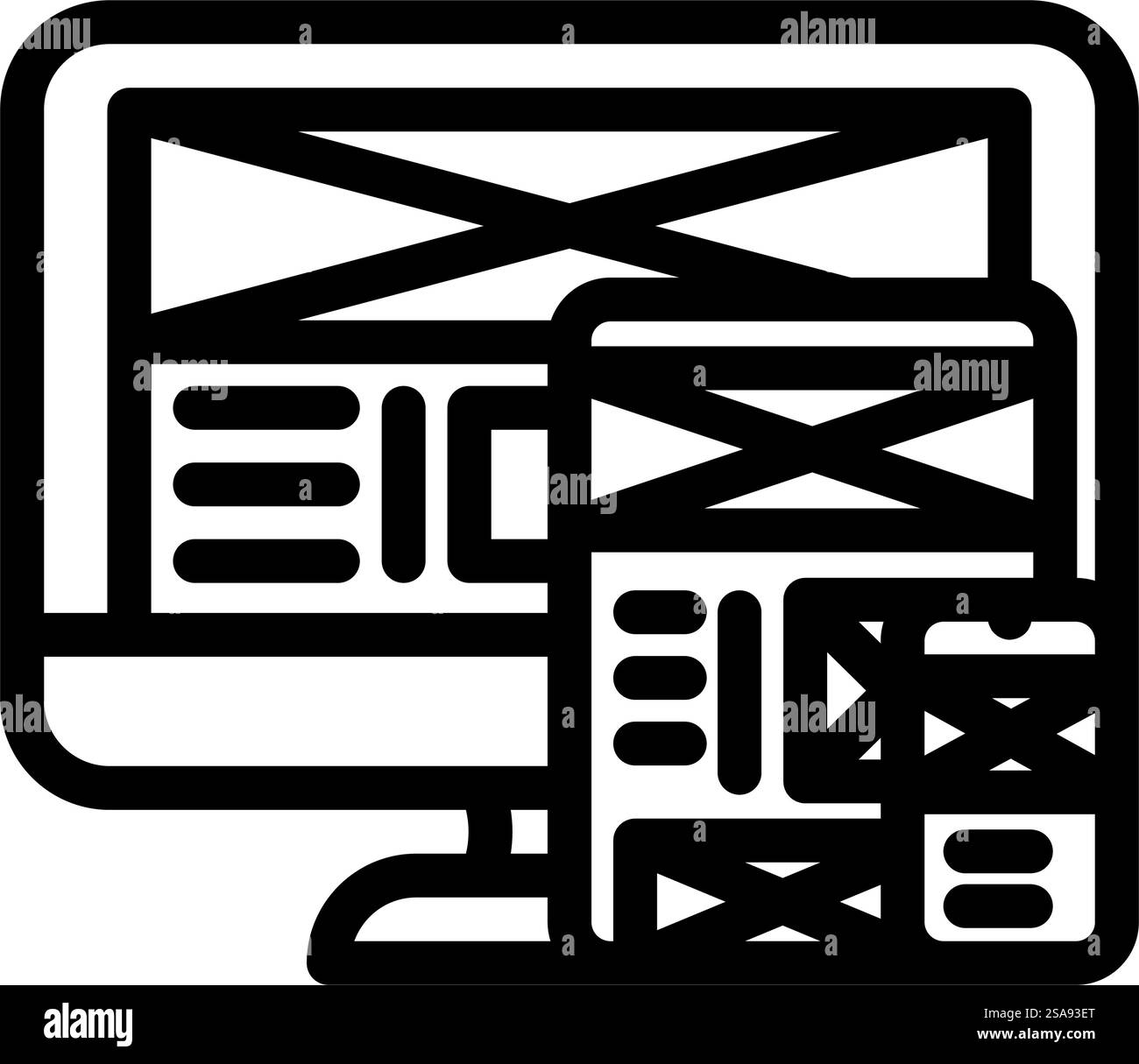 Mockup Ux Ui Design Line Icon Vector Mockup Ux Ui Design Sign
