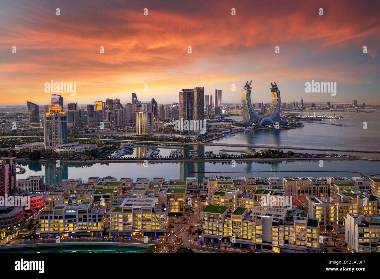 Aerial View of Modern Lusail Skyline. katara tower Lusail Marina Stock ...