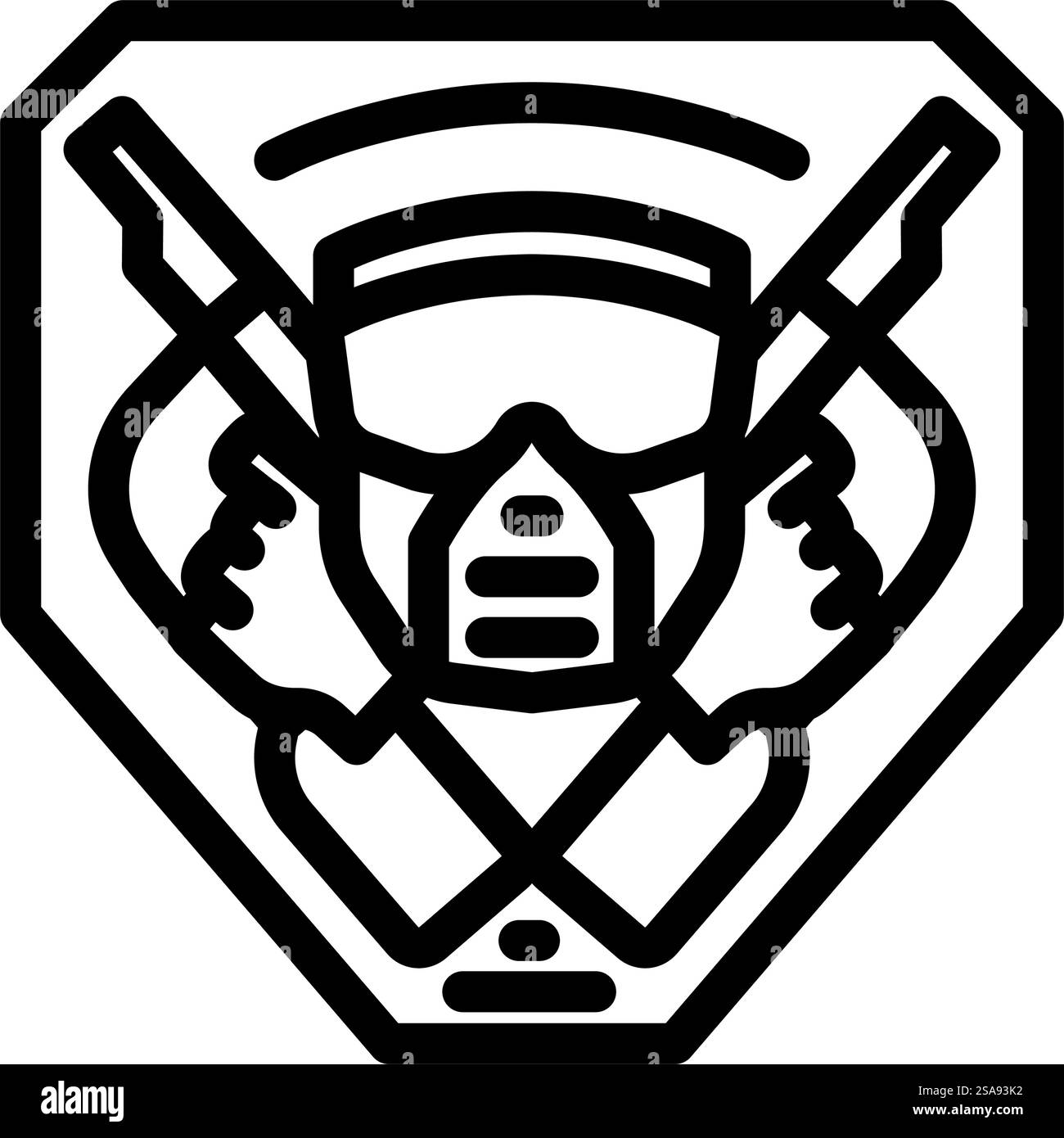 badge paintball game team line icon vector. badge paintball game team ...
