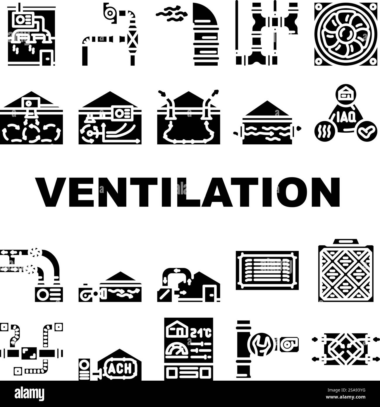 air ventilation cold wind heat icons set vector. conditioner condition ...
