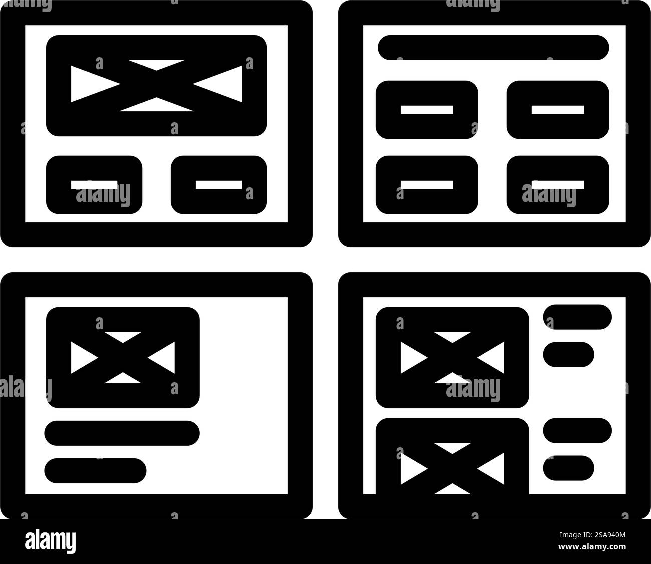 Wireframe Ux Ui Design Line Icon Vector Wireframe Ux Ui Design Sign Isolated Contour Symbol