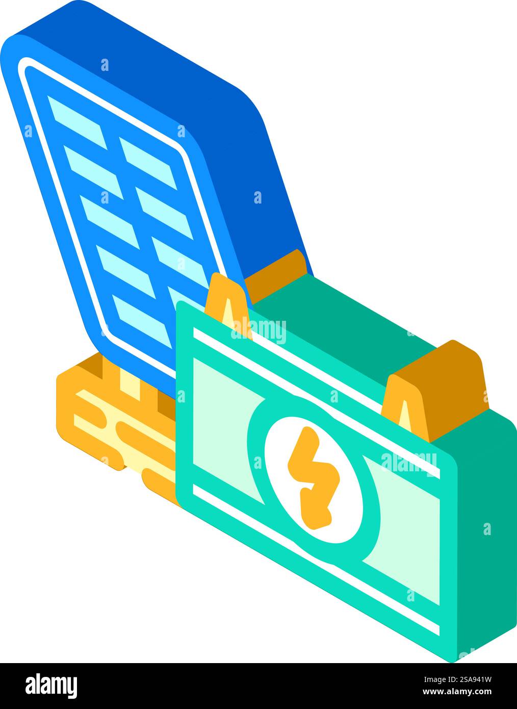 battery solar panel isometric icon vector. battery solar panel sign ...