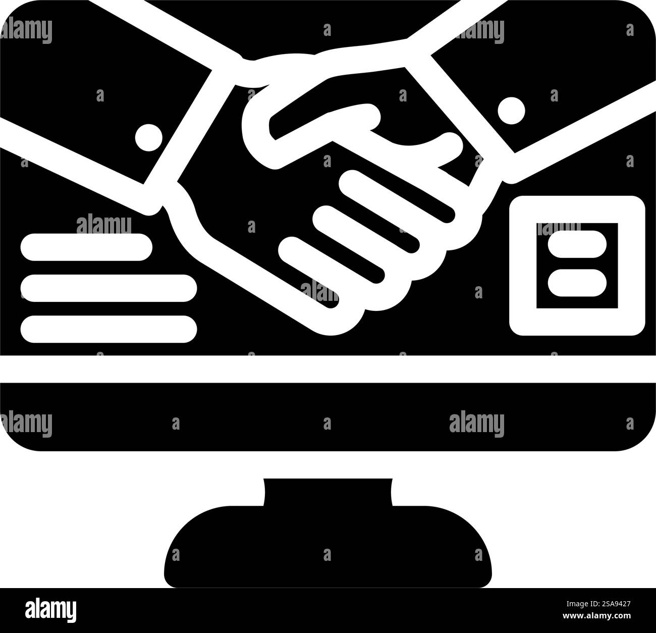 virtual handshake glyph icon vector. virtual handshake sign. isolated ...
