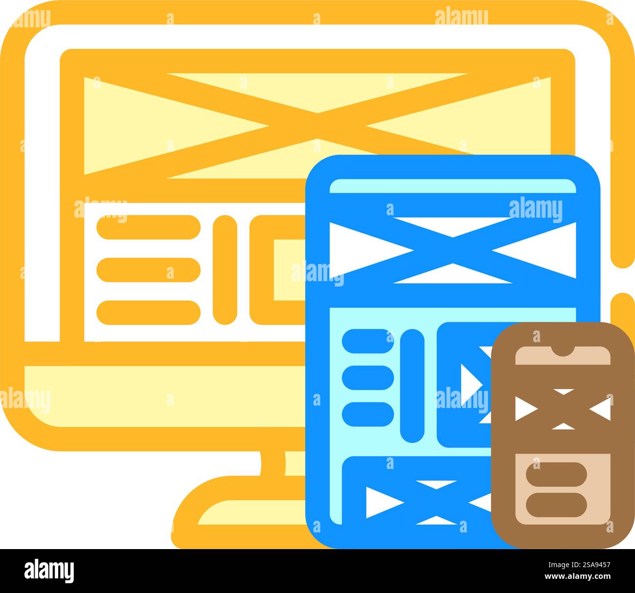 mockup ux ui design color icon vector. mockup ux ui design sign. isolated symbol illustration ...