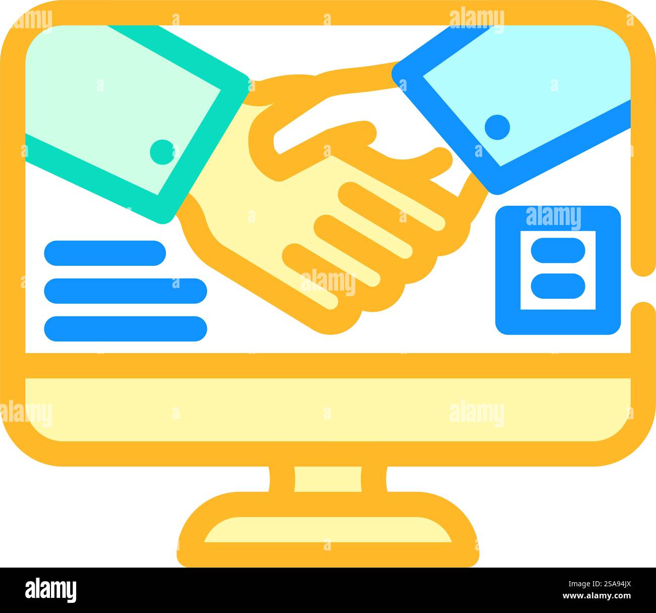 virtual handshake color icon vector. virtual handshake sign. isolated ...