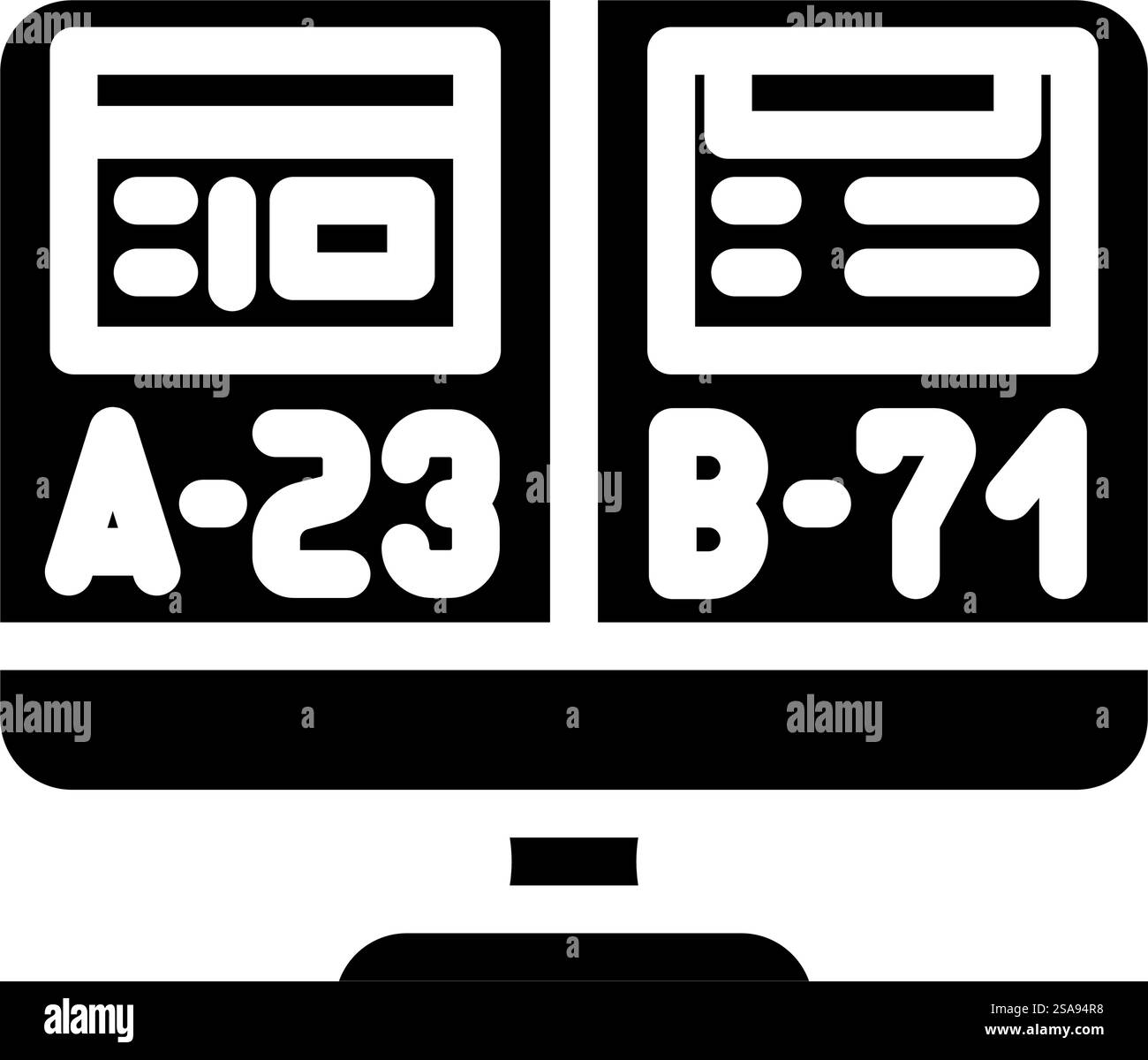 ab testing ux ui design glyph icon vector. ab testing ux ui design sign ...