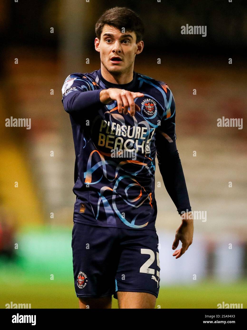 Rob Apter of Blackpool gives the team instructions during the Sky Bet ...