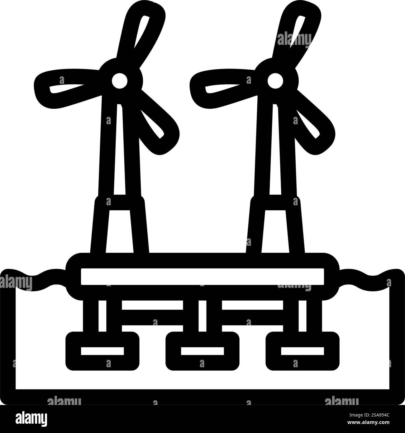 floating wave platform line icon vector. floating wave platform sign ...